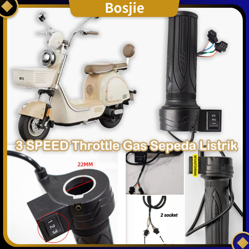 Jual 3 SPEED Throttle Gas Sepeda Listrik /Handle Grip Gas Throttle ...