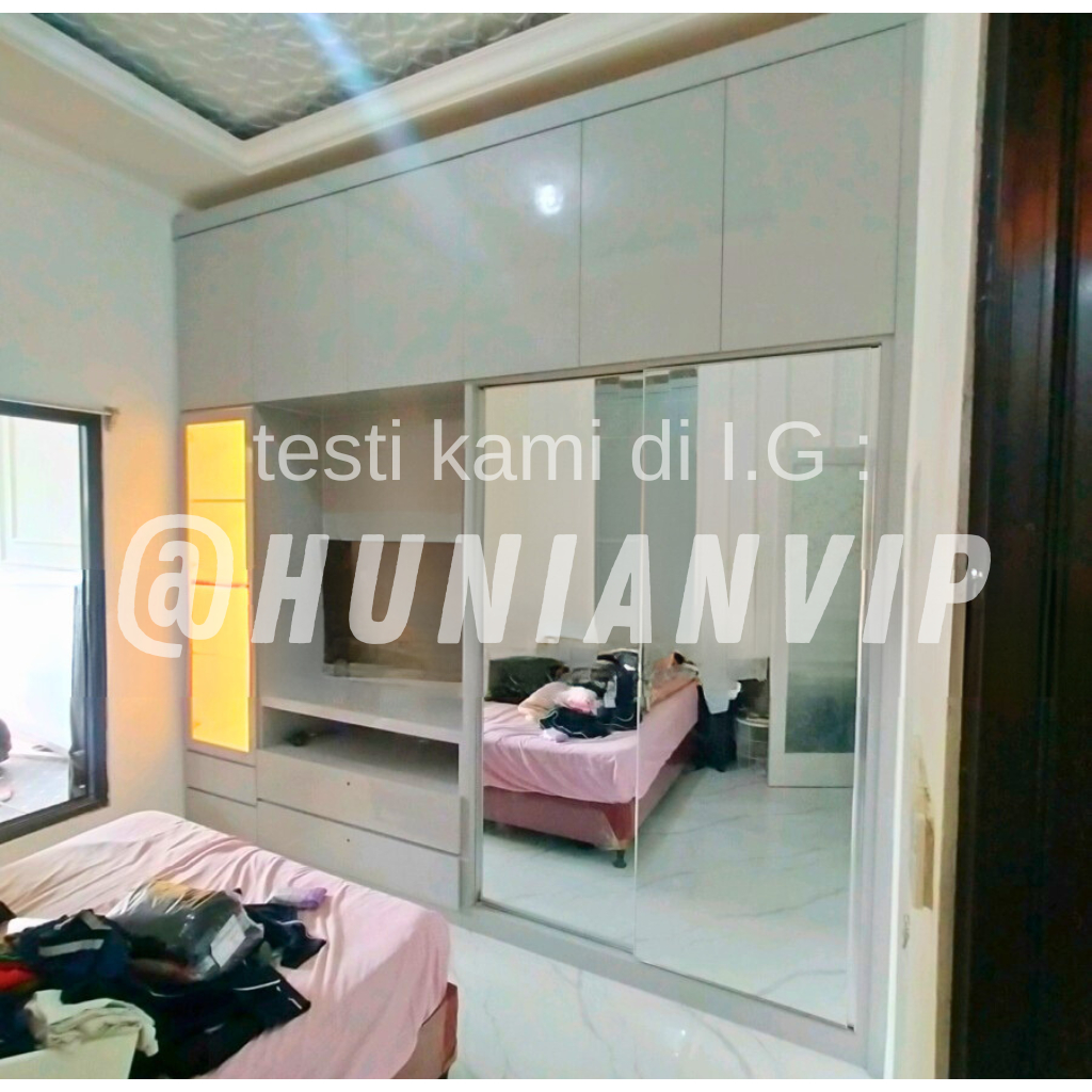 Jual Lemari pakaian sliding premium 2 pintu Dengan Kabinet Bahan ...