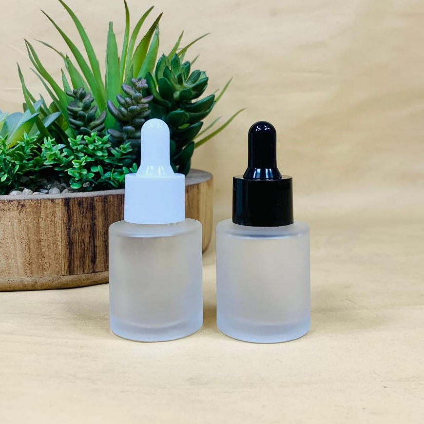 Jual Botol Kaca Pipet 20 ML Natural Frosted Bahu Datar / Botol Serum 20 ...
