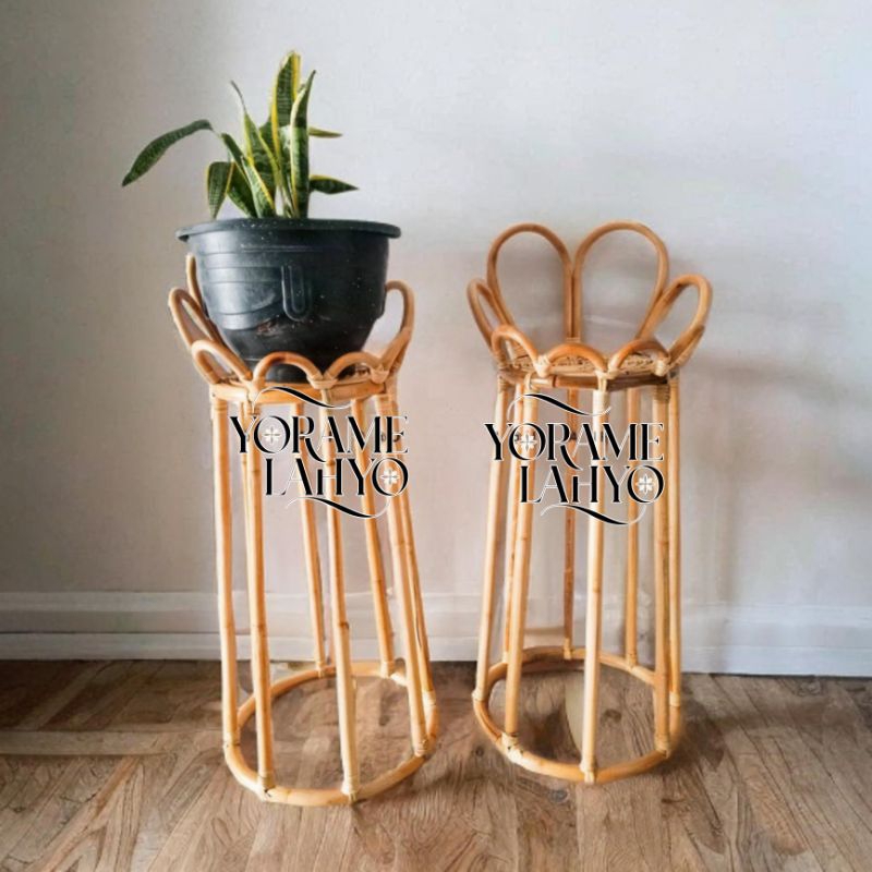 Jual Flower Standing Pot Rotan Natural / Stand Vas Bunga Model Mahkota ...