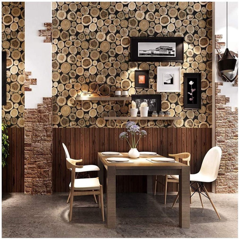 Jual Wallpaper Dinding Stiker Wallpaper Kayu Tumpuk/Potong 7,5m Lebar ...