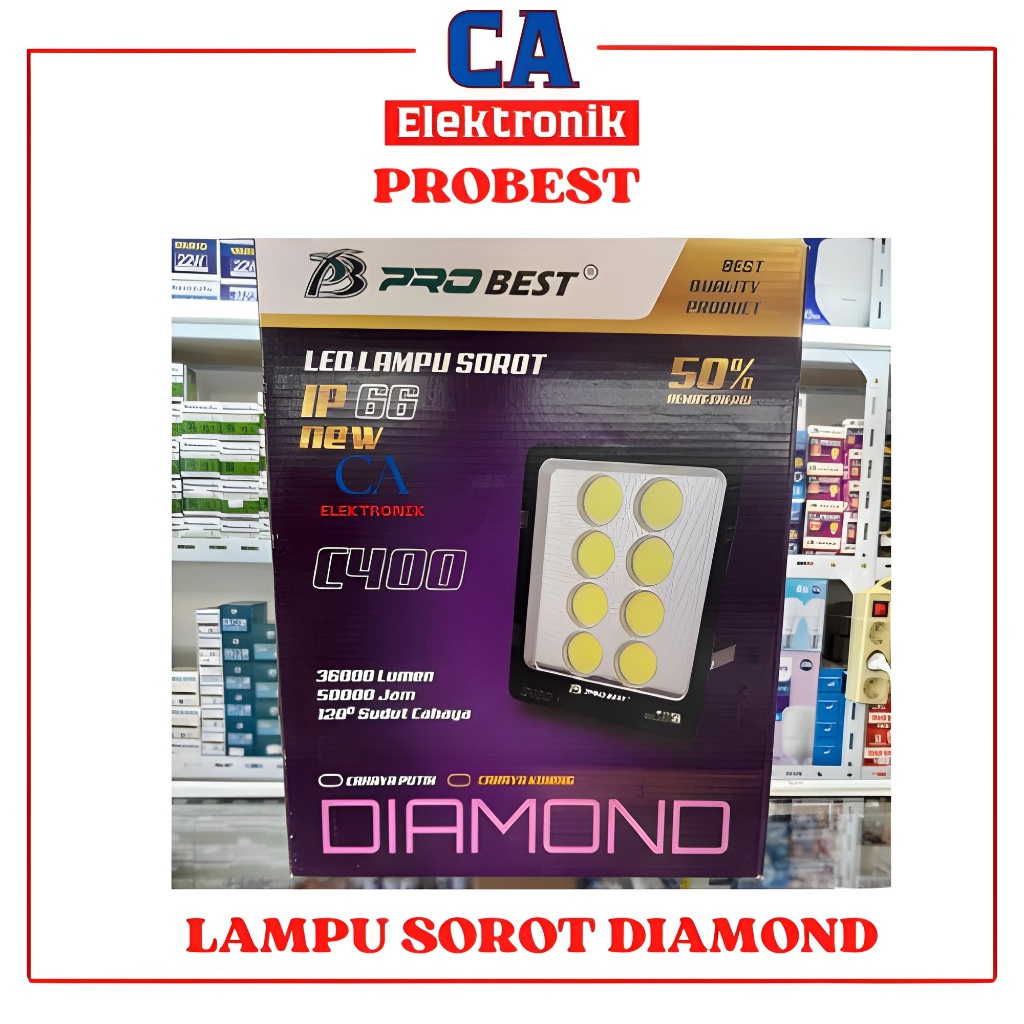 Jual Lampu Sorot 100w 200W 300W 400W LED Flood Light / Cahaya Putih PROBEST Diamond Series ...