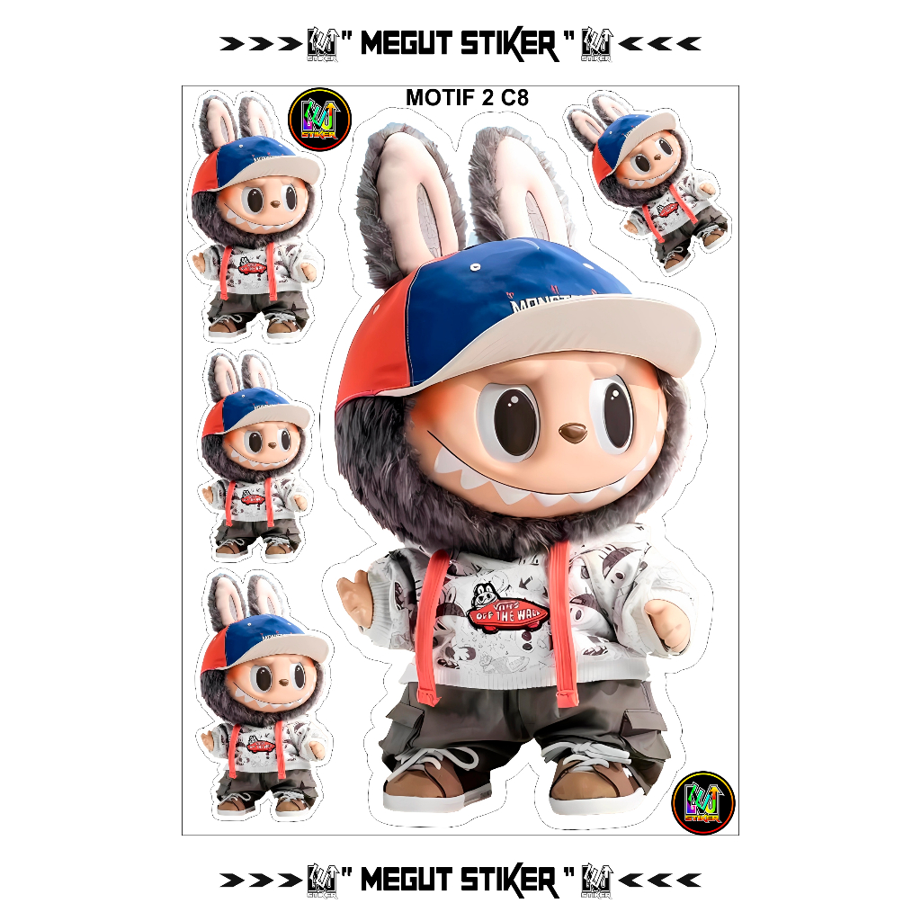 Jual STIKER VINYL GAMBAR LUBUBU ( MOTIF 2 ) / STICKER LABUBU UNTUK ...