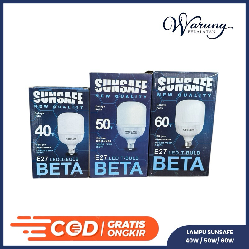 Jual Lampu Sunsafe Beta Jumbo 40W / 50W/ 60W Cahaya Putih Ekonomis Terang & Hemat | Shopee Indonesia