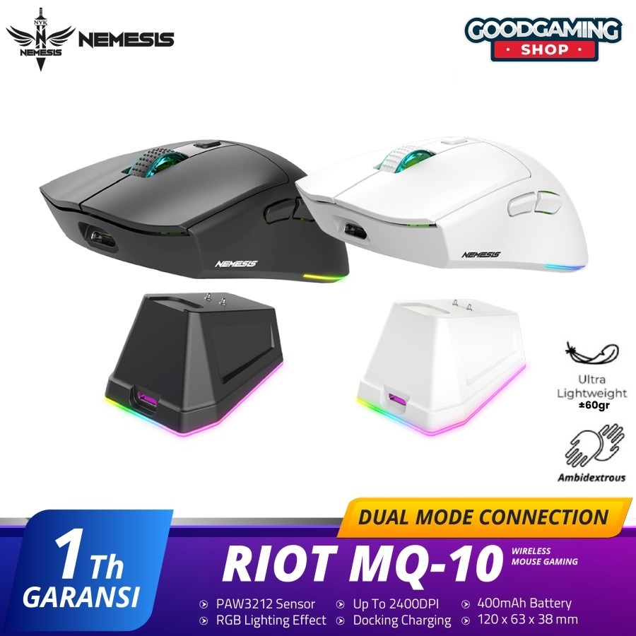 Jual NYK Nemesis RIOT MQ10 / MQ-10 Gaming Mouse Wireless Dual Mode ...
