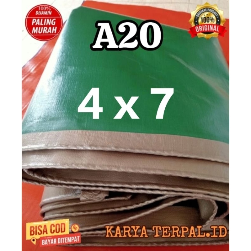 Jual TERPAL TEROP A20 ukuran 4x7 warna hijau gold | Shopee Indonesia