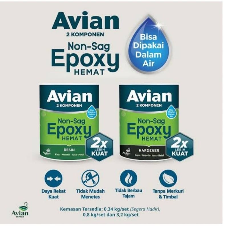Jual Avian non sag epoxy hemat 2 komponen 800gr, Avian Epoxy non sag ...