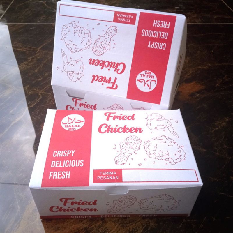 Jual 50 Lembar box fried chiken | Kemasan fried chiken | Wadah fried ...