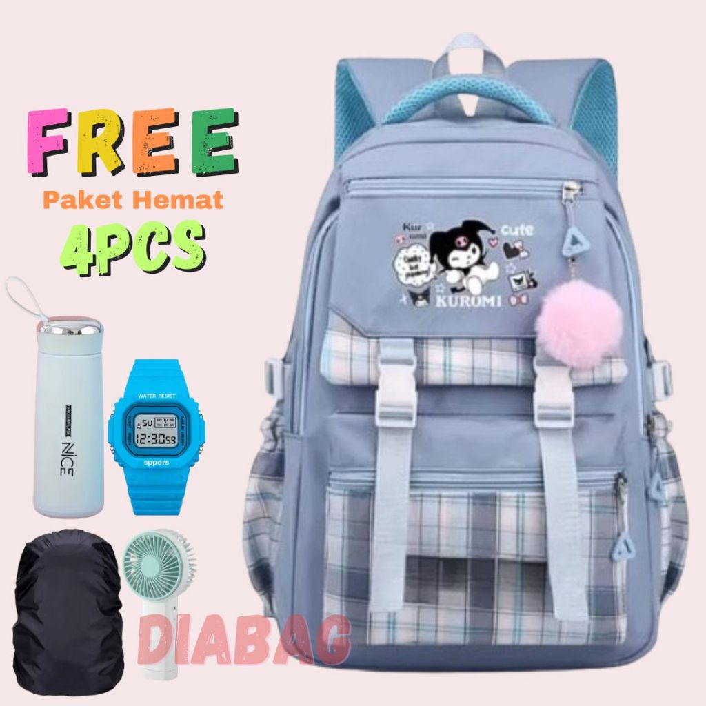 Jual Tas Ransel MIKA Kuromi terbaru backpack sekolah sd/smp/sma 2023 Populer Banyak Bonus ...
