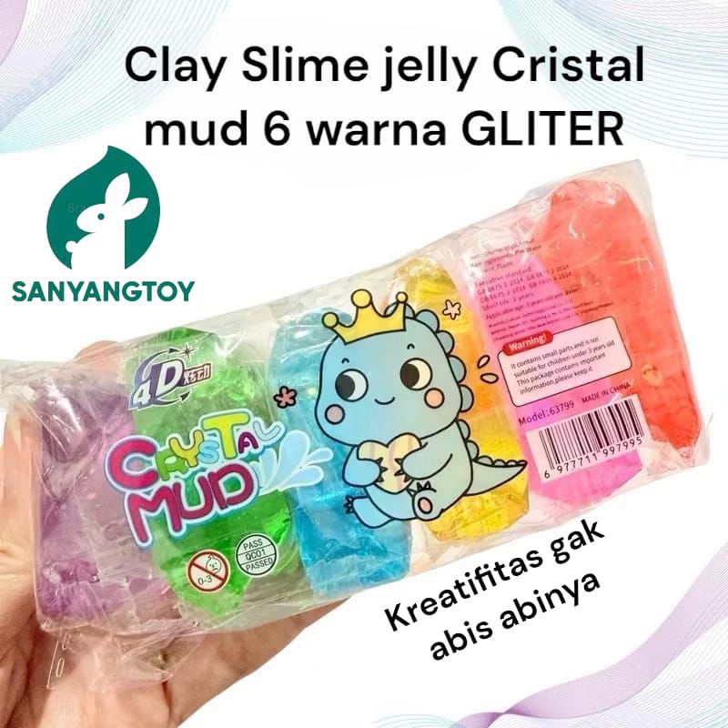 Jual Mainan Anak Clay Slime Cristal Mud Isi 6 pcs Slime Glitter Slime Clay Slime 6 warna ...