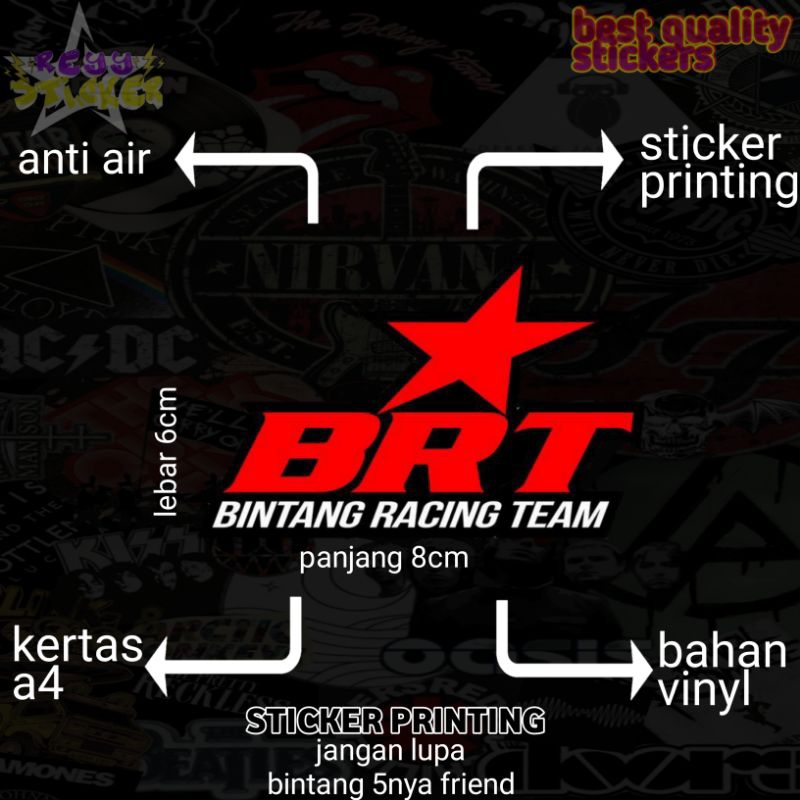 Jual STICKER PRINTING ANTI AIR BINTANG RACING TEAM DERAGGG | Shopee ...