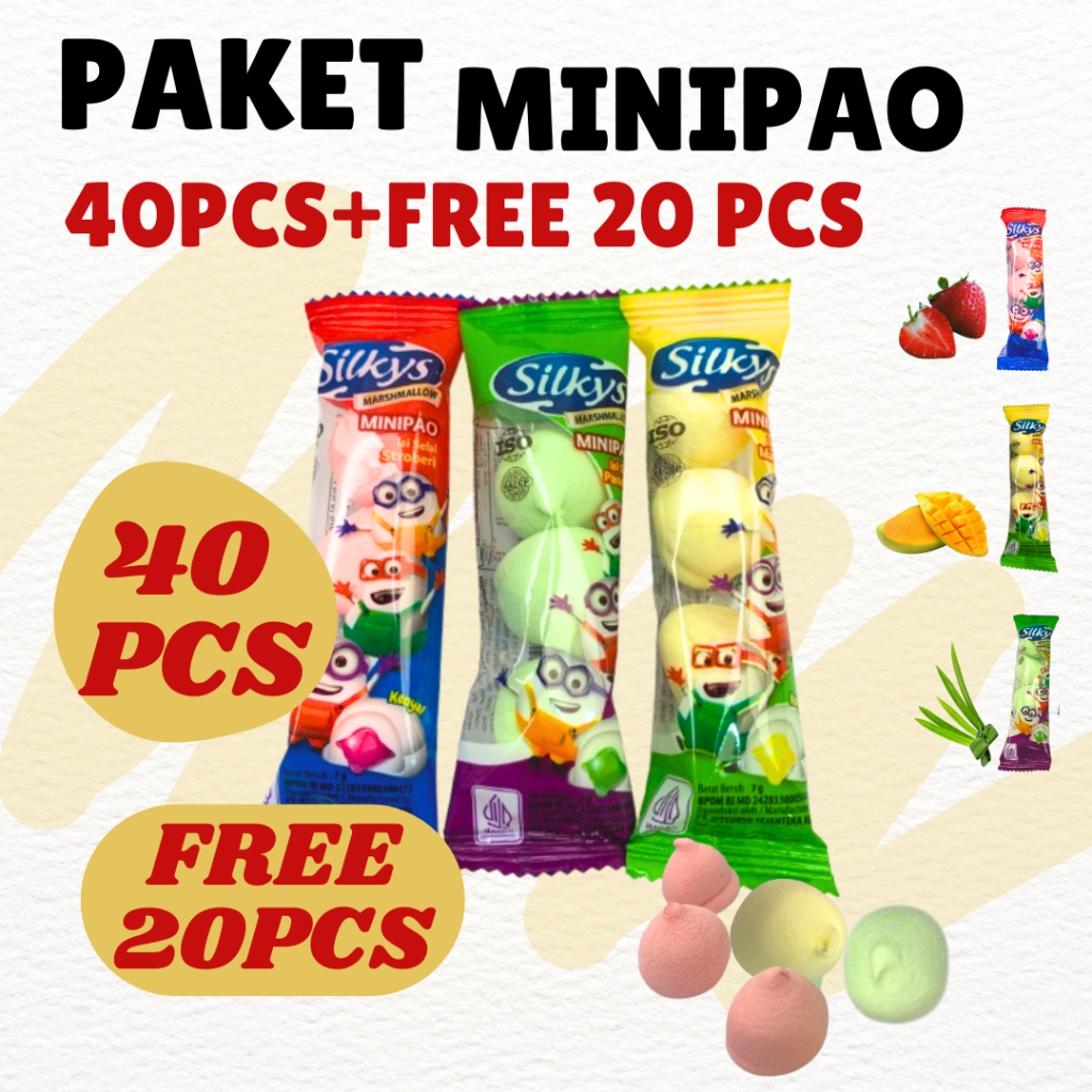 Jual PAKET MARSHMELLOW MINIPAO 40PCS+FREE 20PCS TURUN HARGA MARSHMELLOW ...