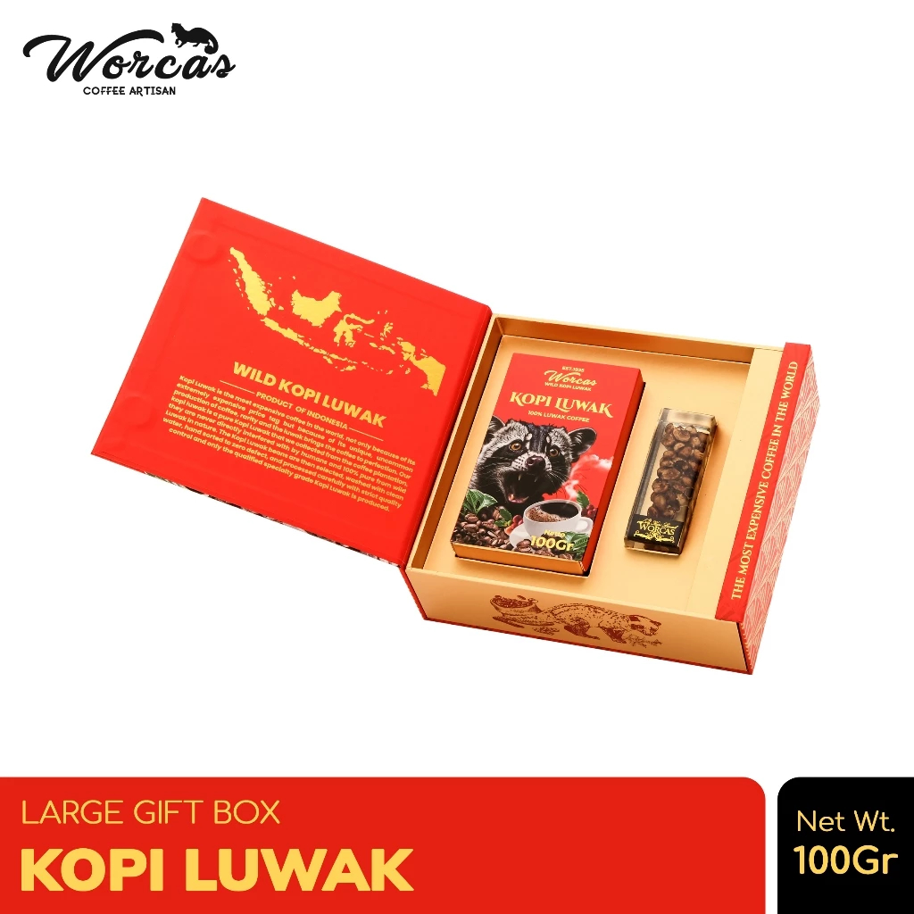 Jual WORCAS Kopi Luwak Liar Large Gift Box 100 Gram [NEW PACKAGE] | Shopee Indonesia