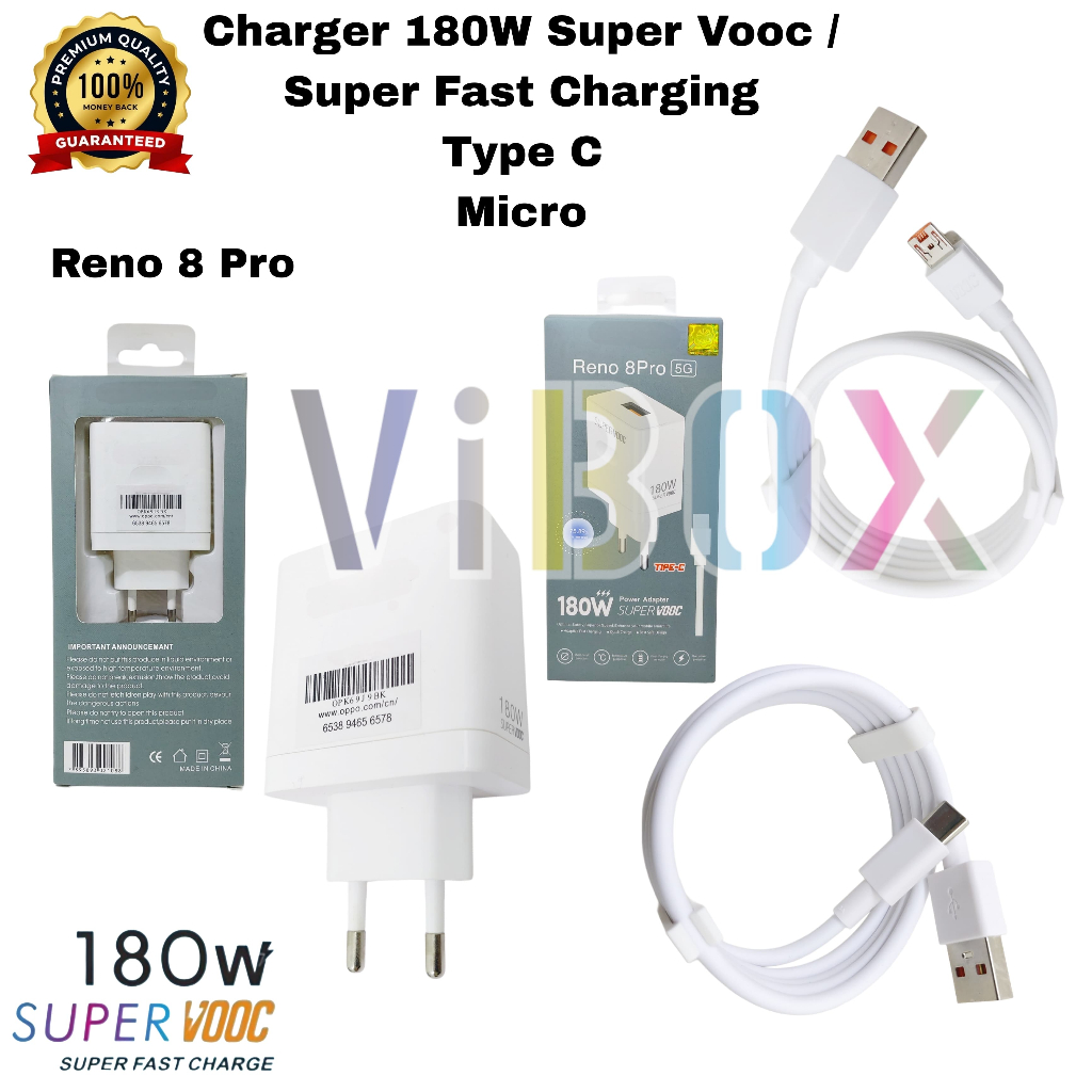 Jual Charger 180W OP Reno 8Pro Casan Set + Kabel Data Micro / Type C Super Vooc Charging Android ...