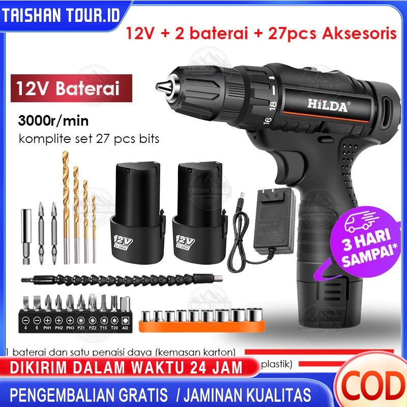 Jual Bor Listrik 12V Mesin Bor Baterai Cordless Bor Listrik Set ...