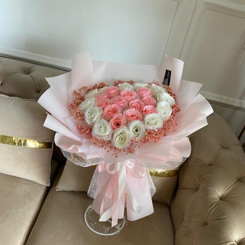 Jual buket bunga love bahan artificial/imitasi ukuran 55x40cm | Shopee ...