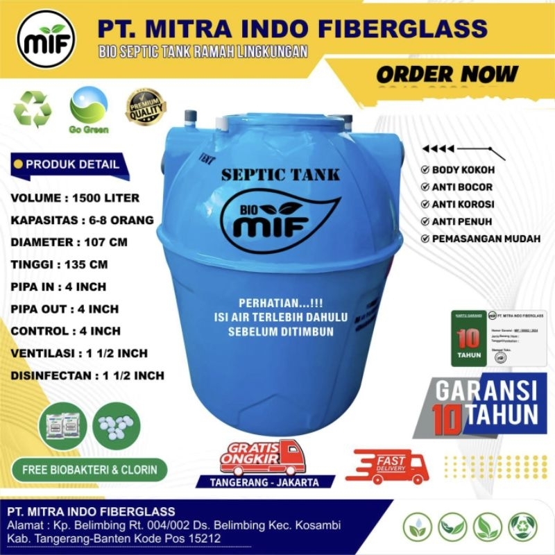 Jual septic tank 1500 liter,biomif,Biotech,biotank,biotaff | Shopee ...