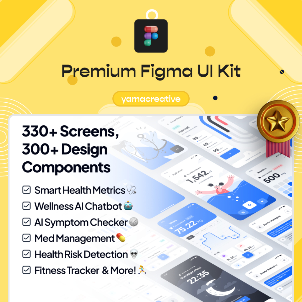 Jual Health Care 300+ Screen with Design System - Premium Figma UI Kit ...
