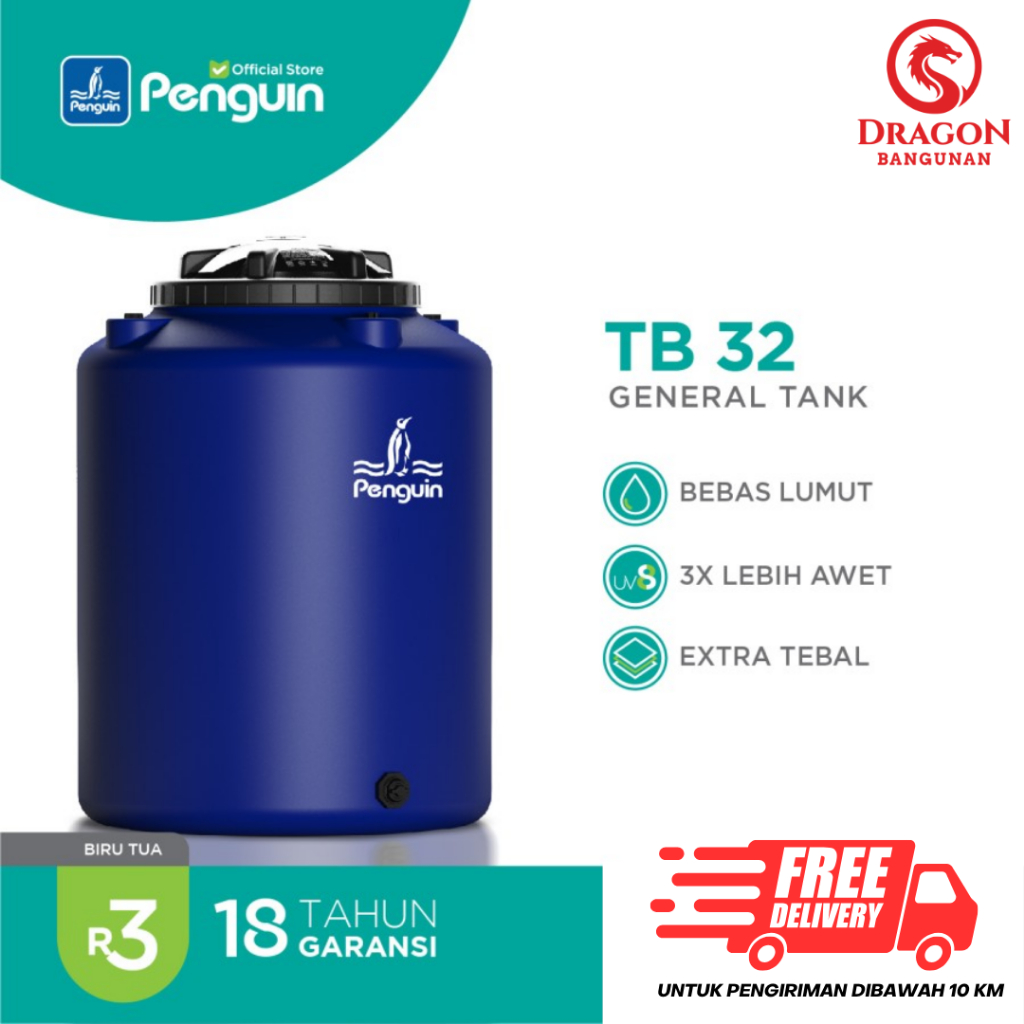 Jual Tangki Air Penguin TB 32 Biru Tua Kapasitas 300 Liter - Toren Air Penguin 300 L | Shopee ...