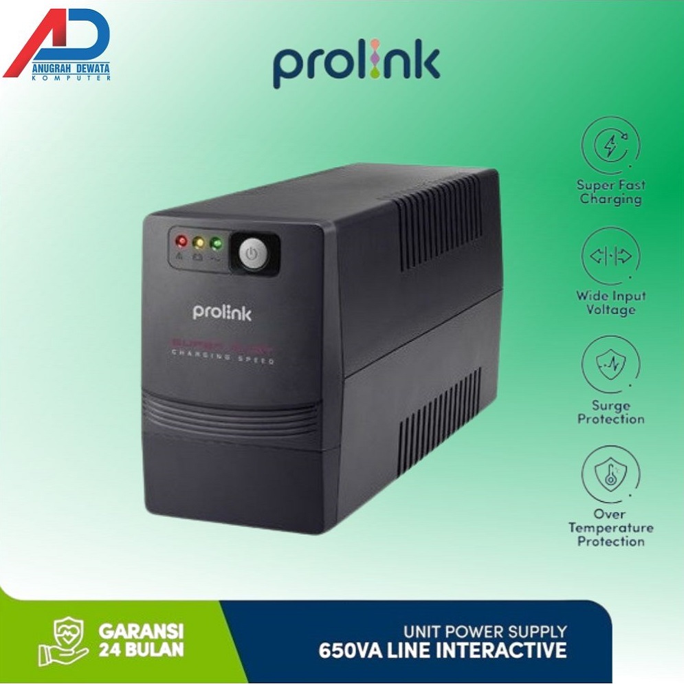 Jual UPS Prolink Pro700sfc Super Fast Charging Line Interactive 650Va ...