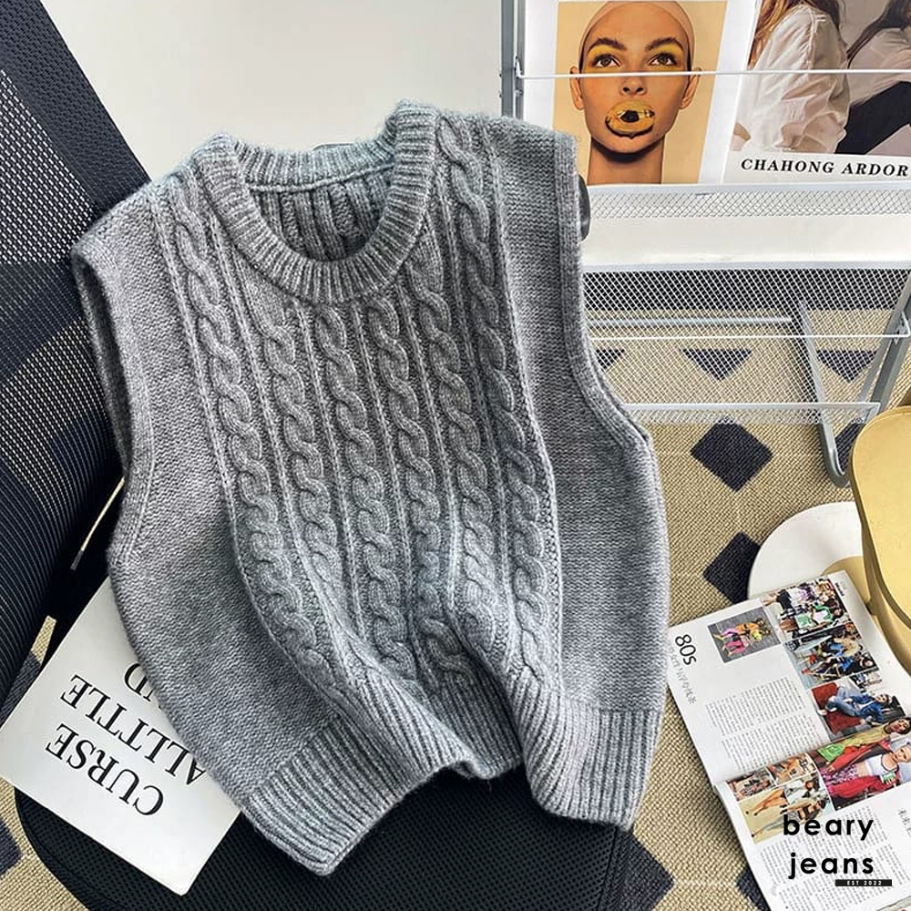 Jual BEARY JEANS BJ292 | Braid Knit Vest Women Summer Vest Wanita Rajut ...