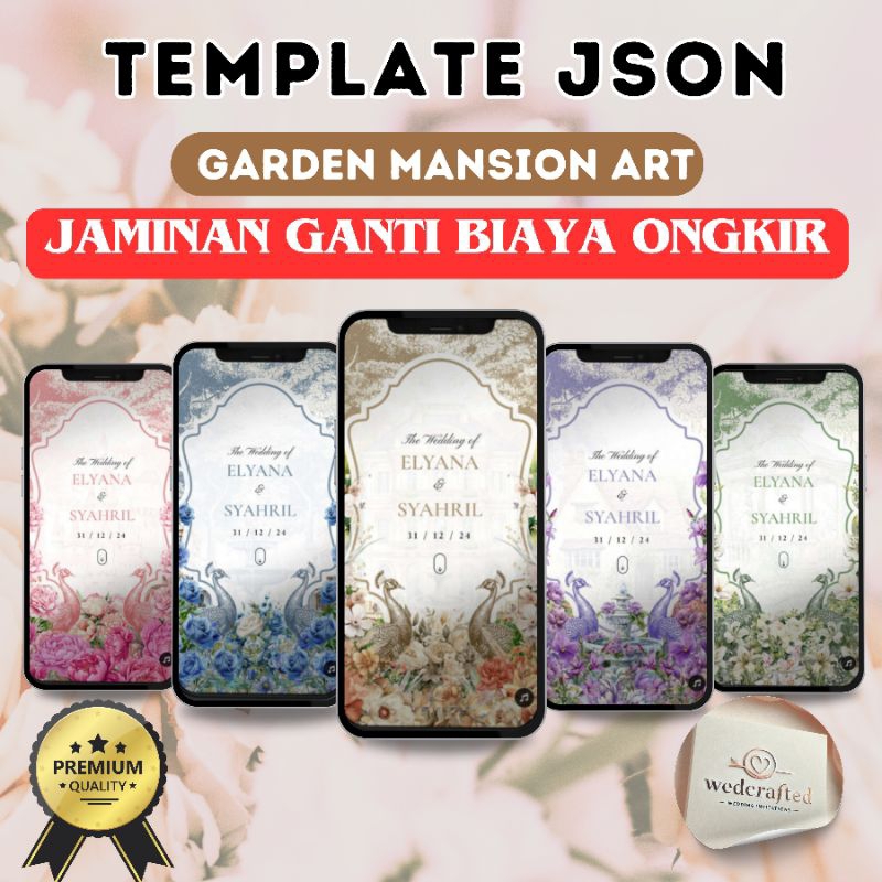 Jual Template Undangan Pernikahan Website JSON Animasi Floral Merak ...