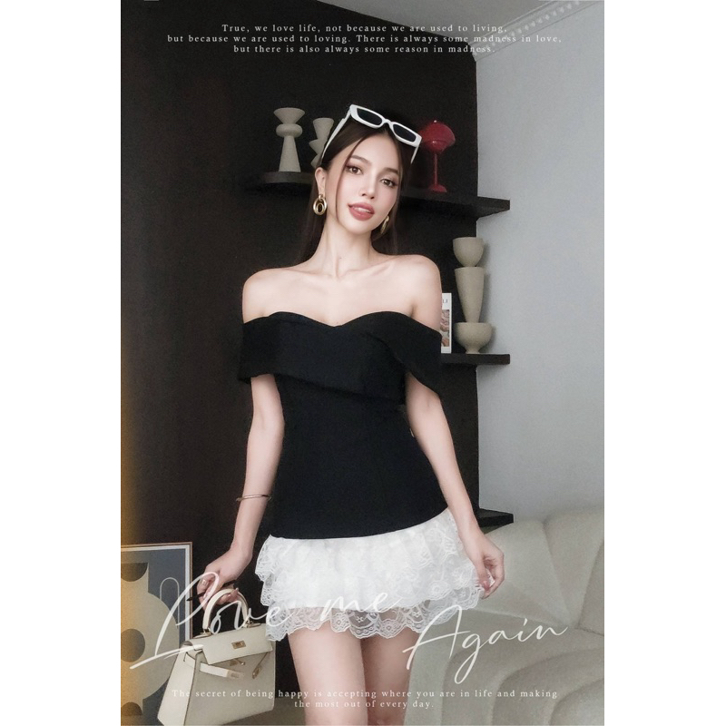 Jual Kara Set (Sabrina Premium Back Zipper Top Lace Skirt Cotton Candy ...