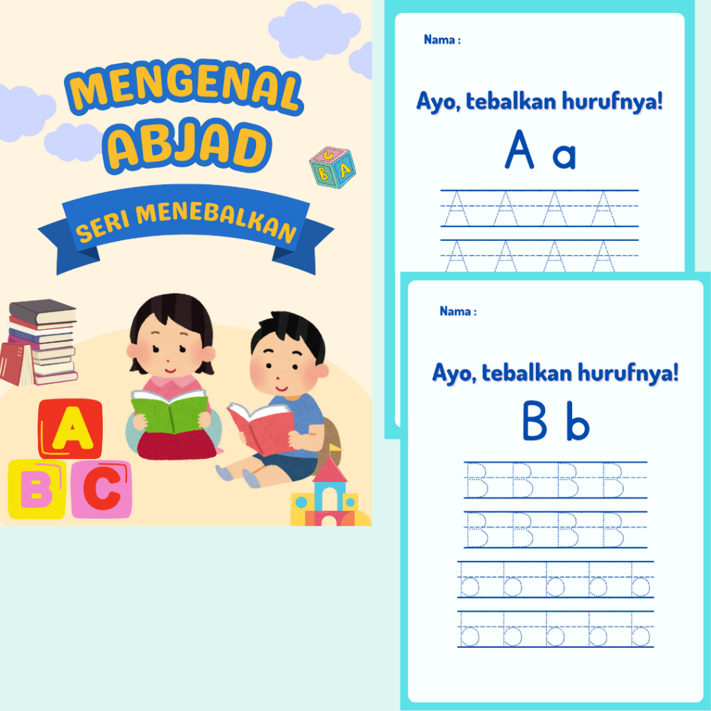 Jual Worksheet Mengenal Abjad l Worksheet Menebalkan Huruf l Worksheet ...