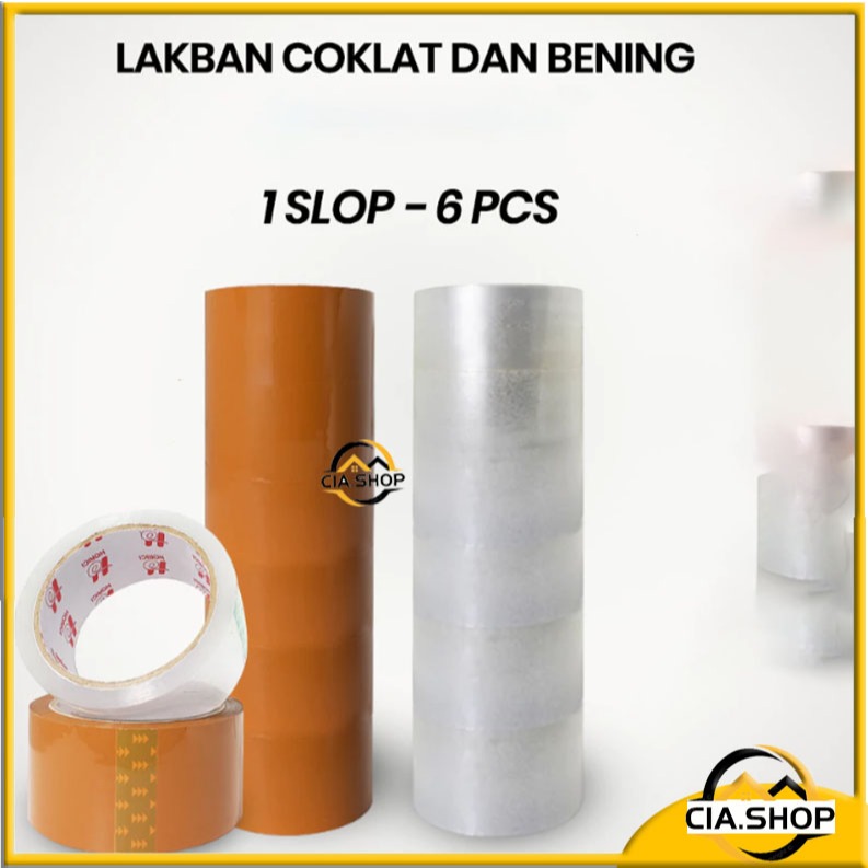 Jual LAKBAN BENING 1 SLOP ISI 6PCS 45MM*90Y TAPE MURAH | Shopee Indonesia