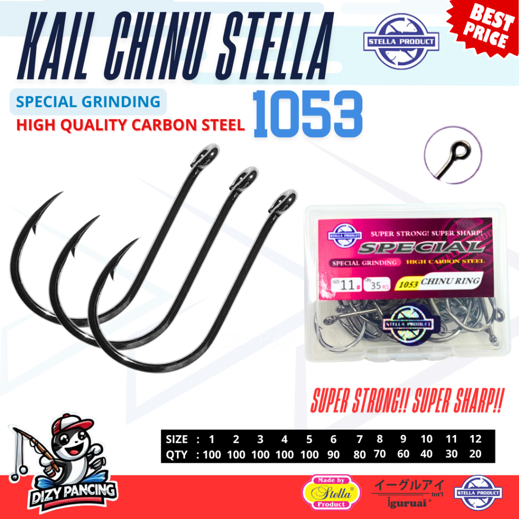 Jual Mata Kail Pancing Chinu Ring Stella1053 isi 100pcs Carbon Tajam Kuat | Shopee Indonesia