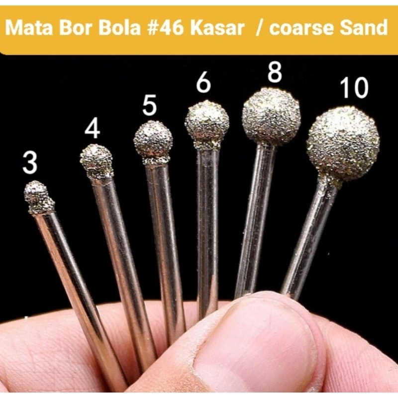 Jual Set 3pcs 6pcs Mata Bor ball Kasar coarse grit mesh #46 grafir ...