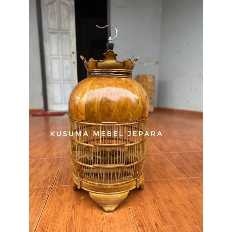 Jual Sangkar Burung Perkutut Kayu Jati Finishing Natural Gloss (Free ...
