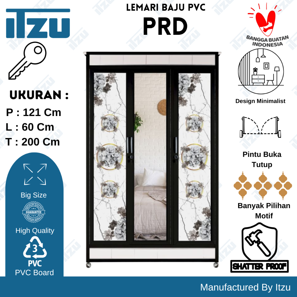 Jual Lemari Baju PVC Alumunium 3 Pintu Minimalis | Shopee Indonesia
