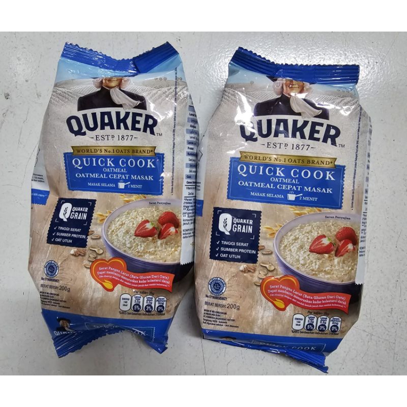 Jual Quaker Oatmeal Quick Cook 200g | Shopee Indonesia