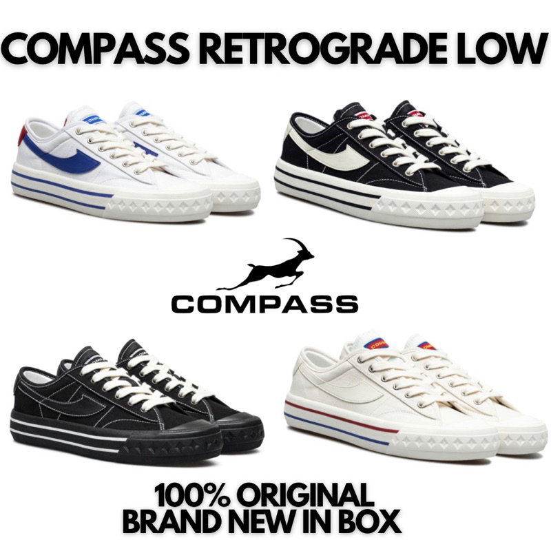 Jual [ORIGINAL] Compass Retrograde Low Black White / Cream / White Blue ...