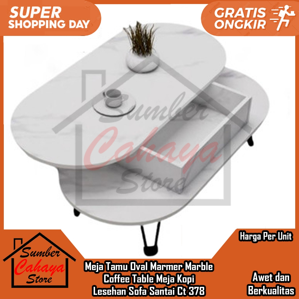 Jual [Kargo] Meja Tamu Oval Marmer Marble Coffe Table Kopi Lesehan Sofa ...
