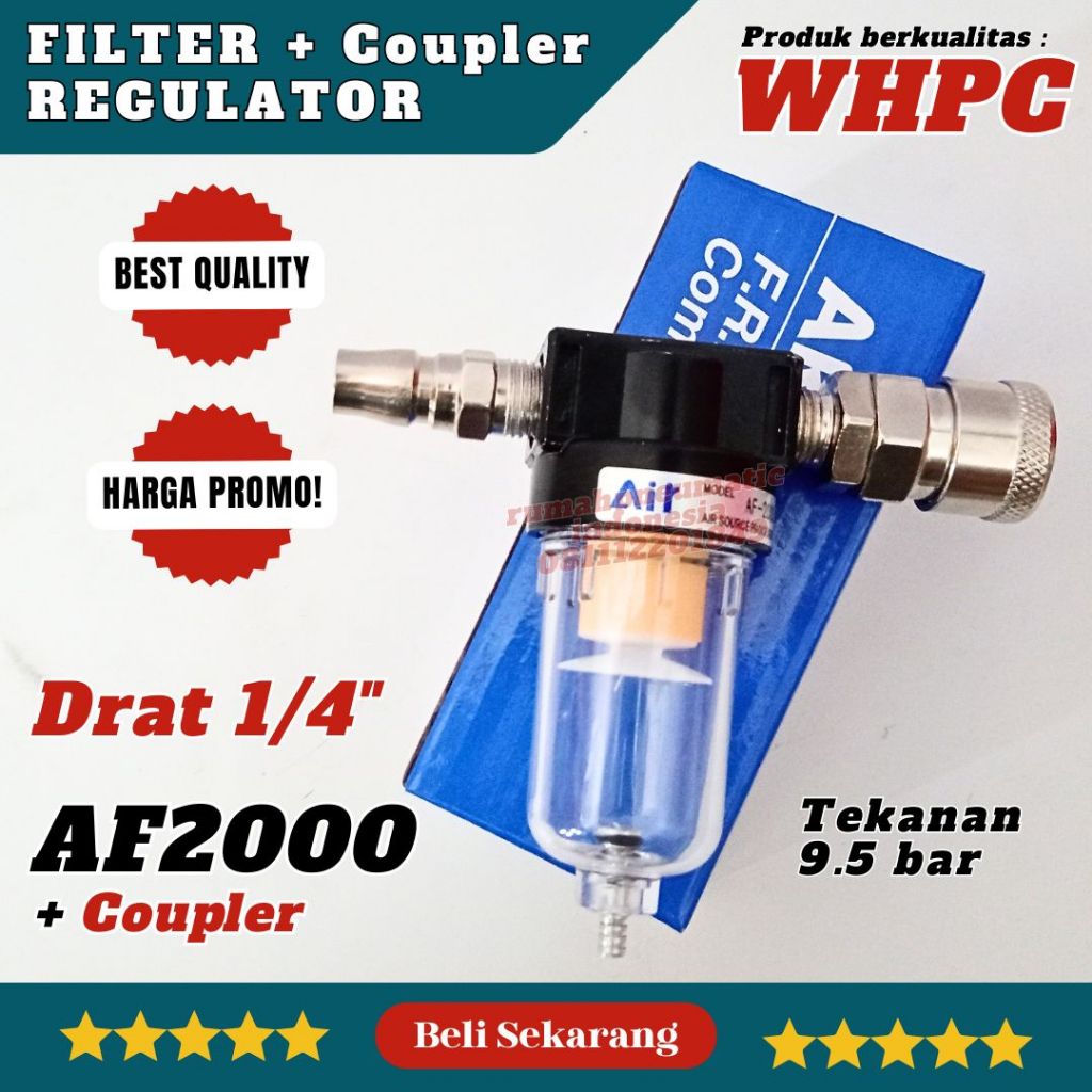 Jual SET FILTER ANGIN FILTER UDARA AF 2000 + COUPLER DRAT 1/4 in 9 bar ...