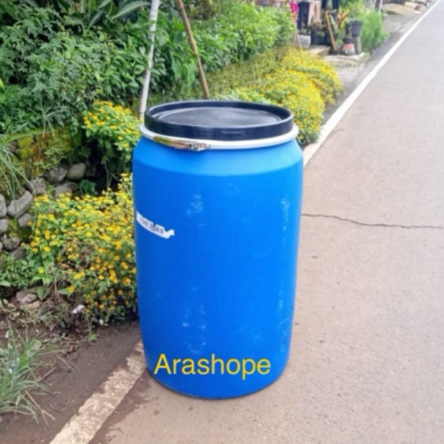 Jual tong plastik 200 liter tutup lebar/drum plastik/toren/kempu/tandon ...