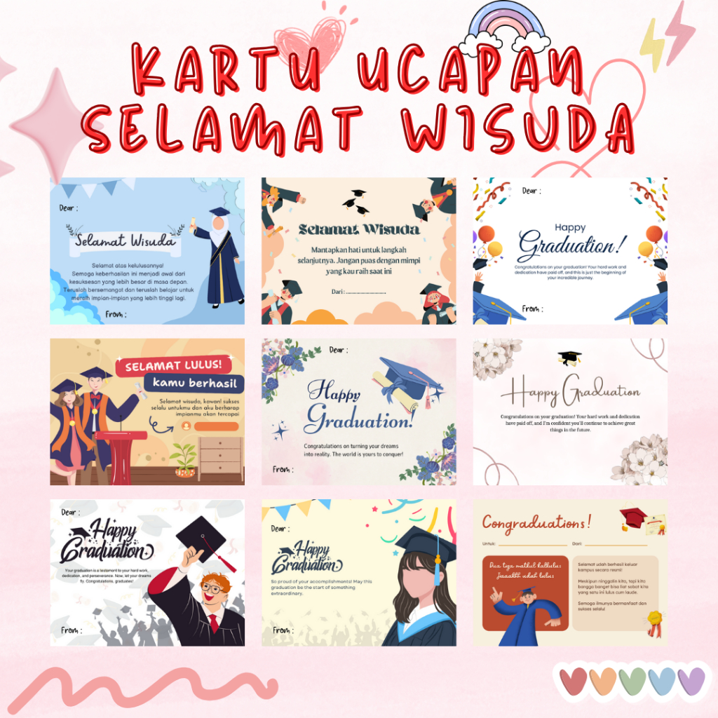 Jual 10 PCS Kartu Ucapan Wisuda / Kartu Ucapan Graduation / Happy ...