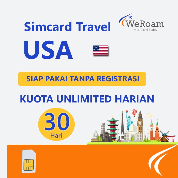 Jual WeRoam Simcard USA Amerika 30 Hari Unlimited Data Harian Travel ...
