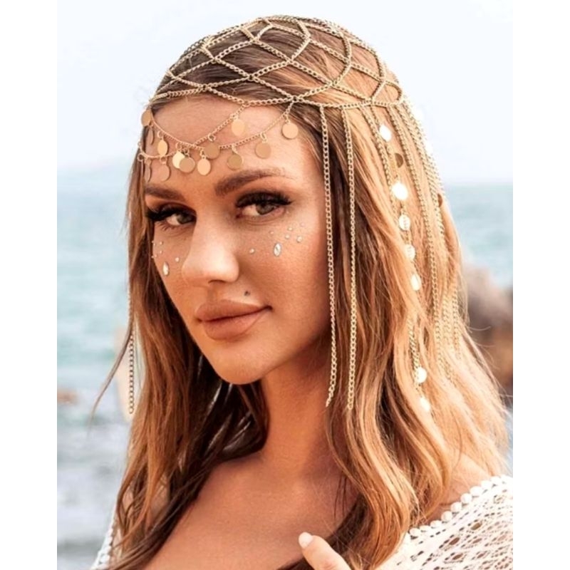 Jual Headpiece Costumes Rantai Piringan Emas | Shopee Indonesia