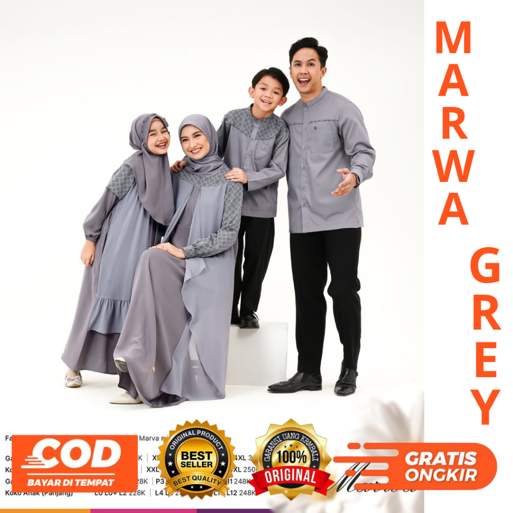 Jual ~READY STOK!!!!~ MARWA FAMILY GREY SARIMBIT KELUARGA LEBARAN 2025 ...