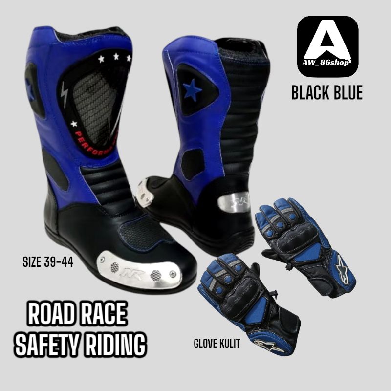 Jual SEPATU BALAP ROADRACE TOURING SUNMORI DENGAN GLOVE KULIT BIKERS ...