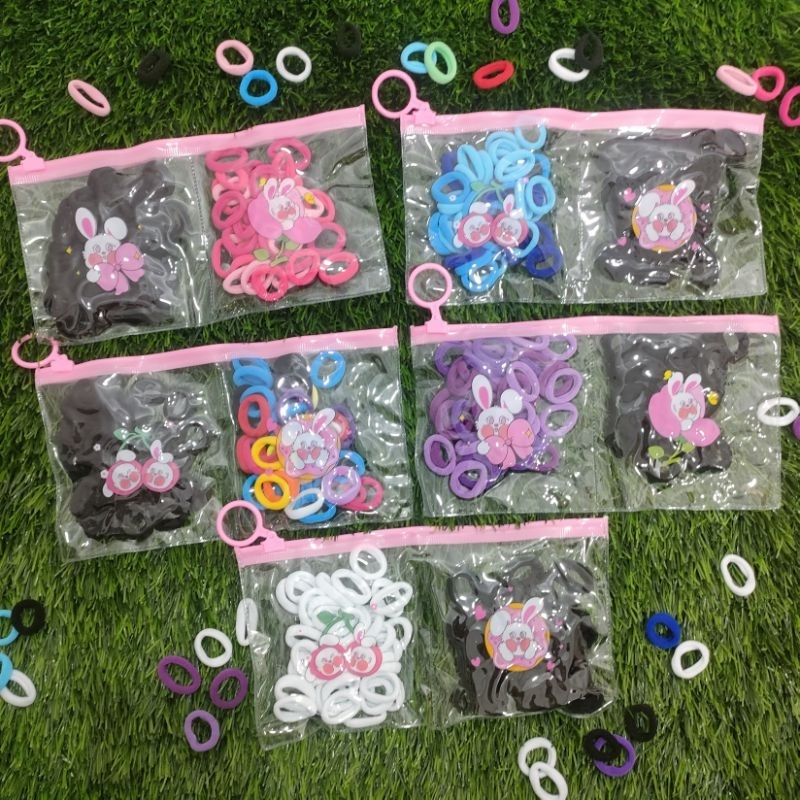 Jual COD Karet Rambut Jepang Free Pouch Lucu Ikat Rambut Donat Ring ...