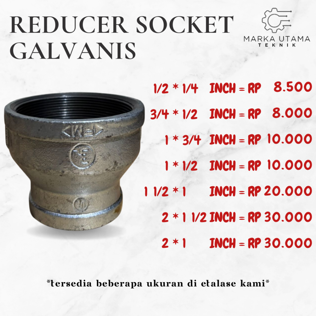 Jual Vlok socket Reducer Galvanis Besi Sock / Verlop Sok Galvanize 1/4 ...