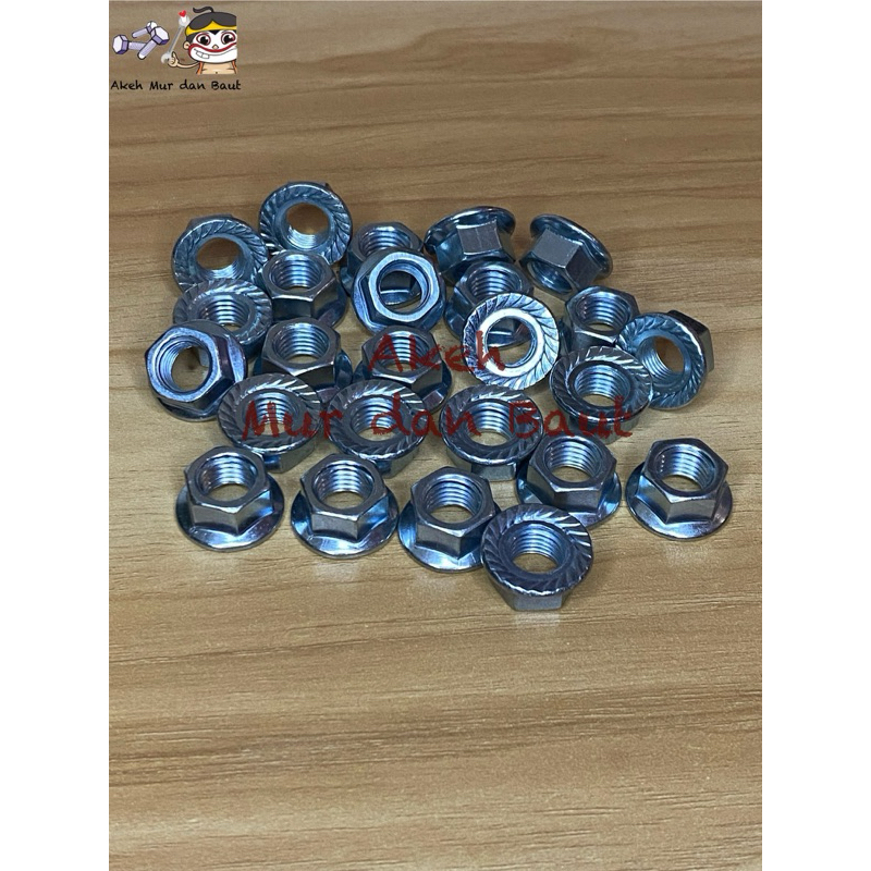 Jual Mur Flange Nut Besi Putih M10 / Mur Topi Flange Besi Putih M10 ...