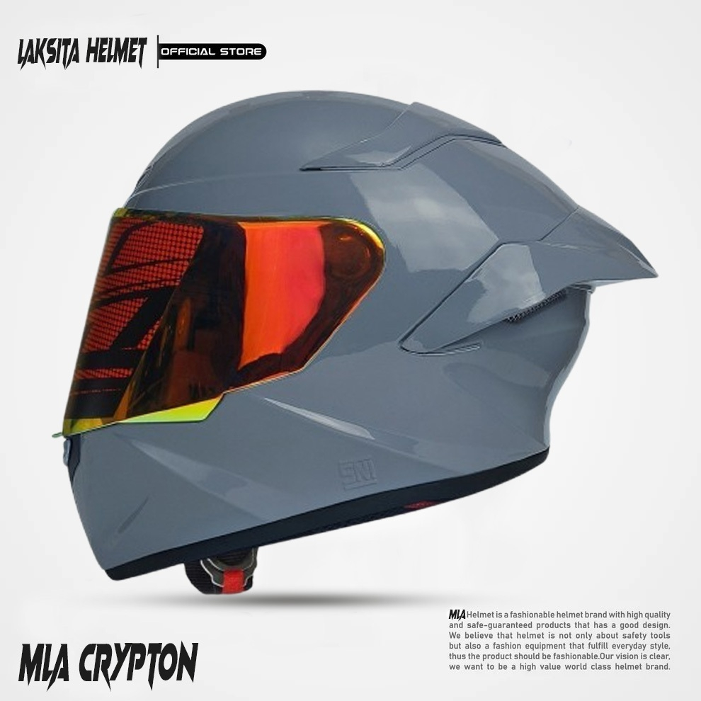 Jual Helm Full Face Mla Crypton Grey Visor Red Gold Paket Ganteng/Helm ...