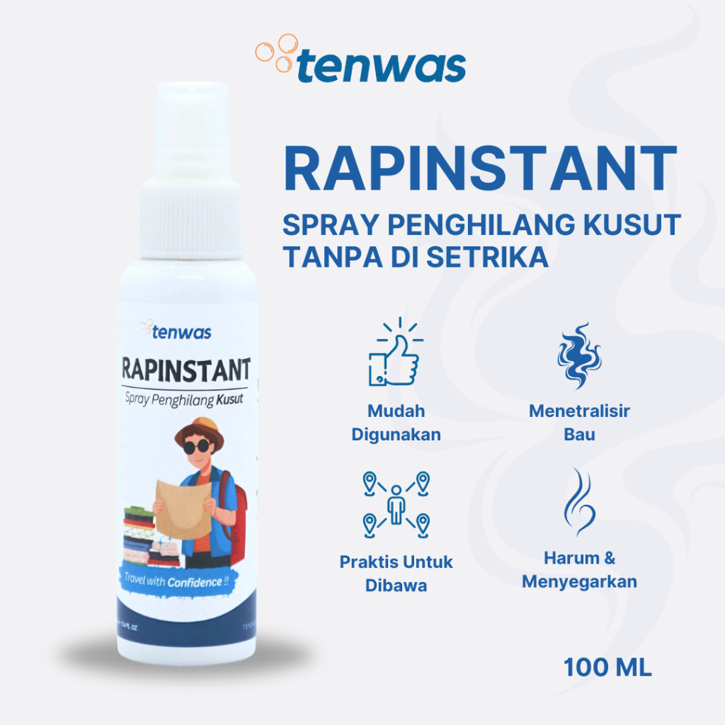 Jual Tenwas Rapinstant Spray Penghilang Kusut Tanpa Di Setrika 100 ML ...