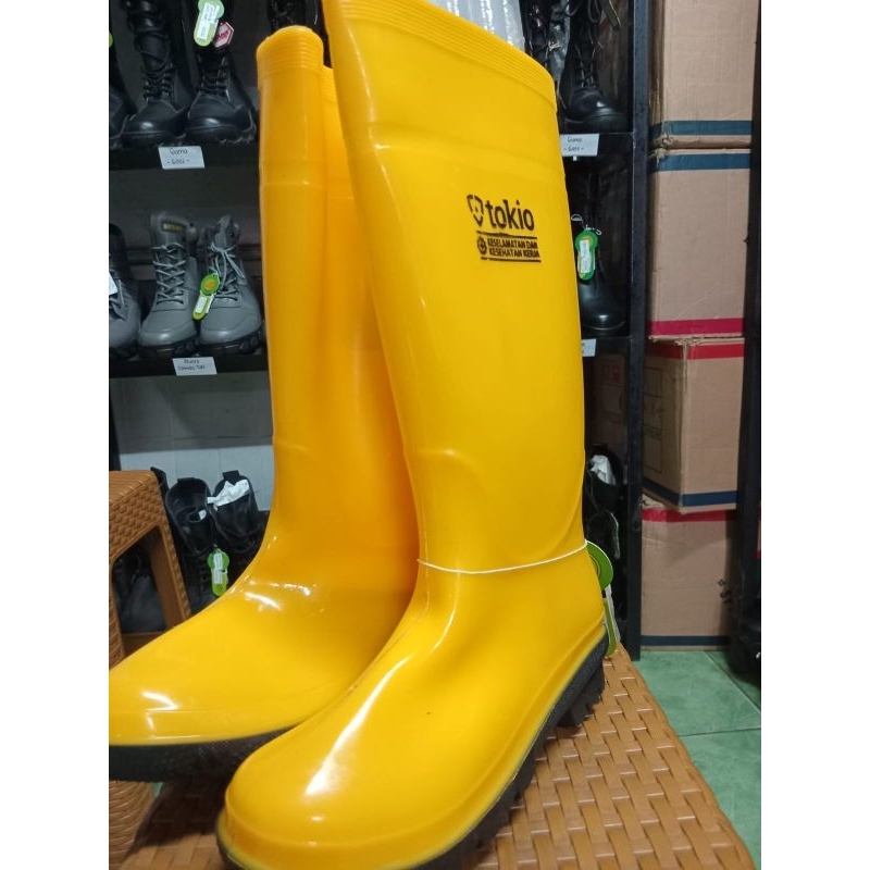Jual Sepatu Safety Boots Tokio Yellow Black | Shopee Indonesia