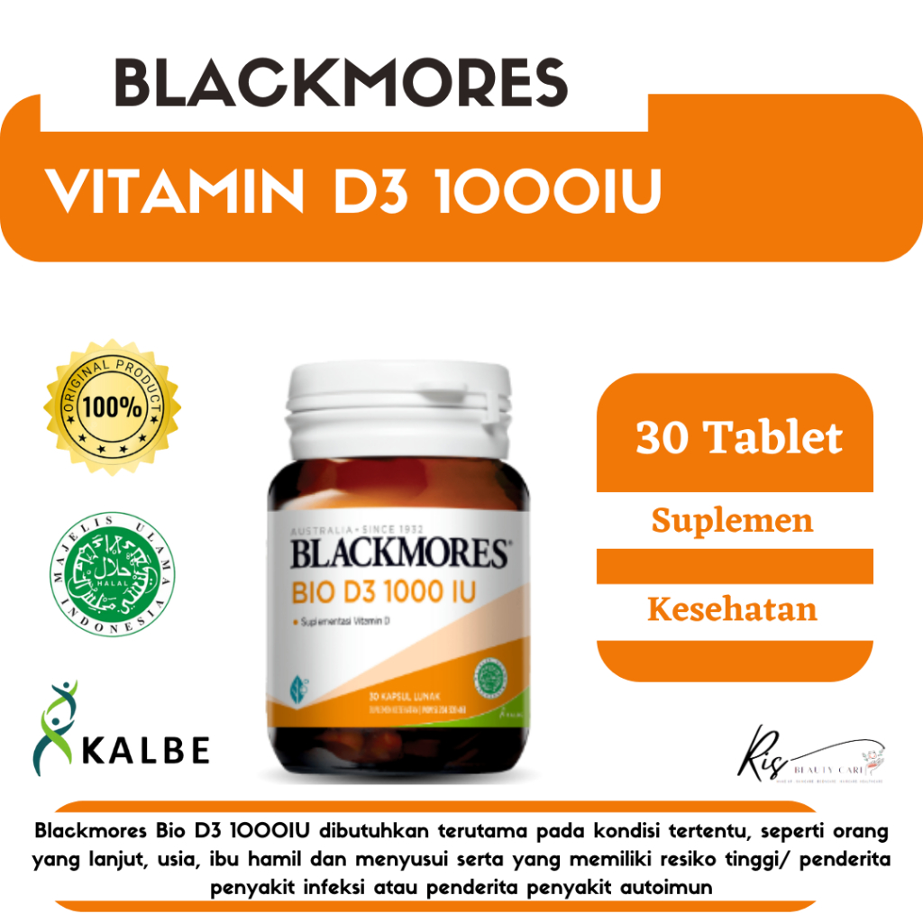 Jual Blackmores Bio D3 1000IU 30 Kapsul - Kandungan Vitamin D dapat ...